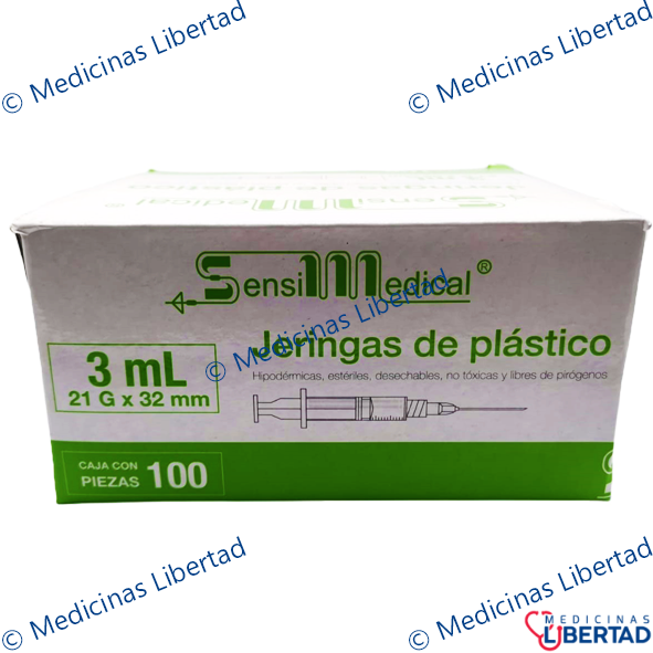 JERINGA 3ML 21X32 VERDE SENSIMEDICAL CAJA C/100 | Medicinas Libertad