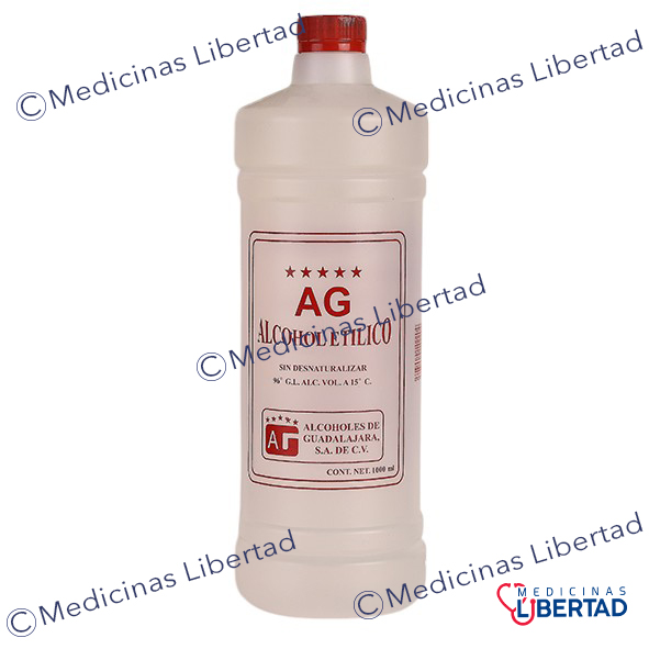 ALCOHOL AG 96° ROJO 1000 ML. | Medicinas Libertad